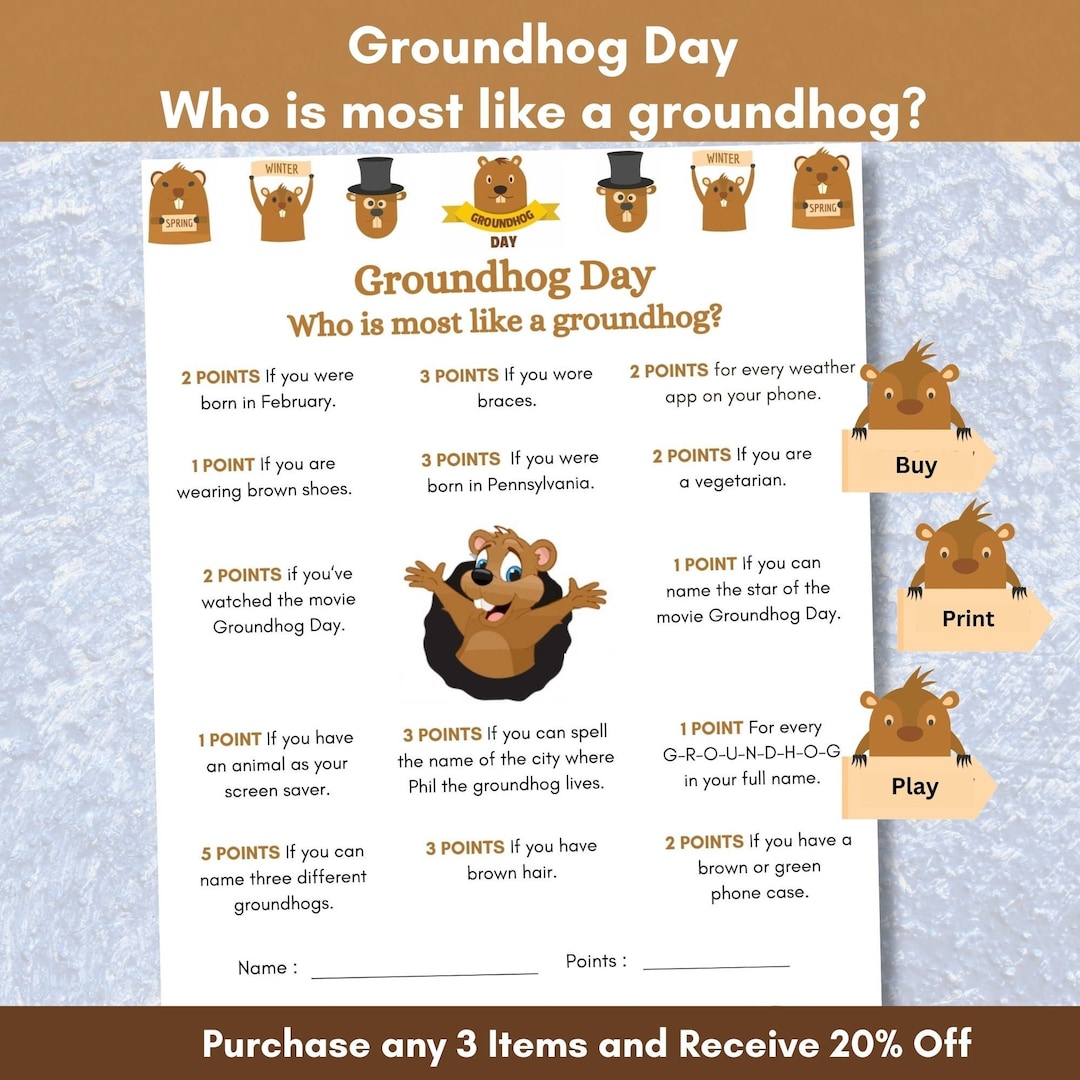 Groundhog Day, Most Like a Groundhog, Groundhog Party, Groundhog ...