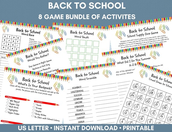 Back to School Game Bundle Would You Rather Word & A-Z Race - Etsy