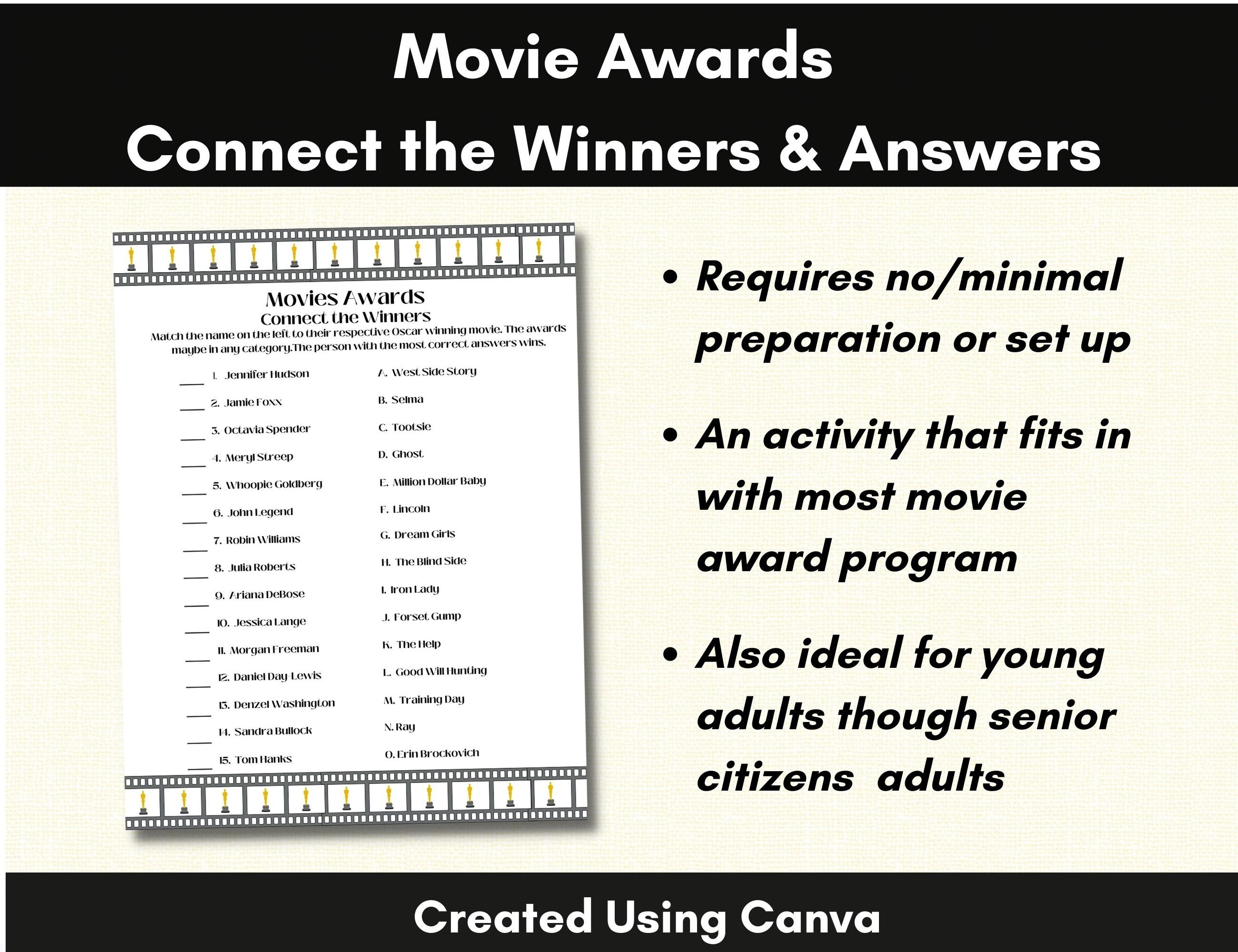 Movie Awards Trivia Game, Never Ever How Many, Senior Adult Program ...