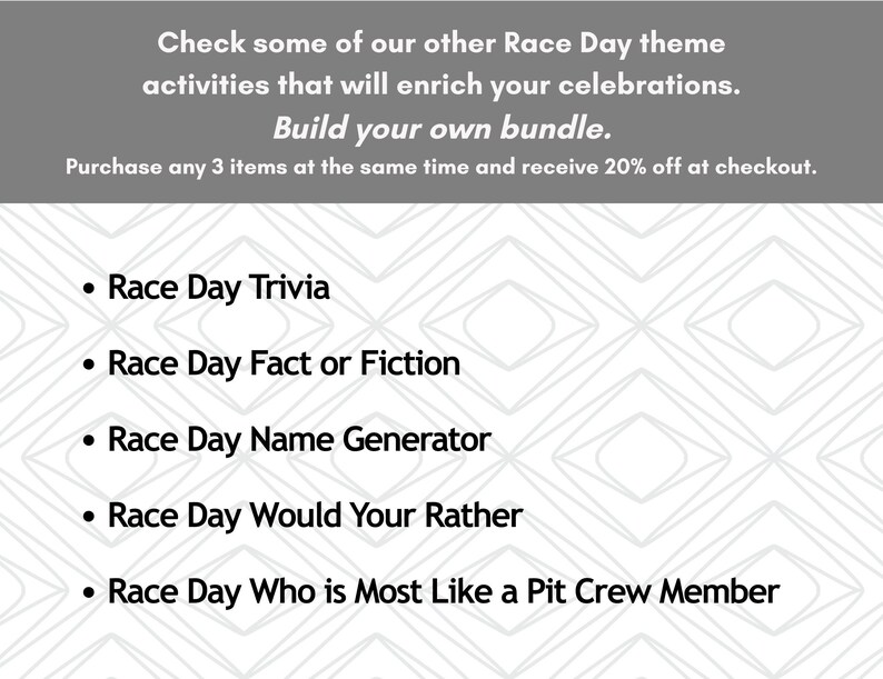 Race Day Name Generator, Motor Speedway Party (printable PDF) - Etsy