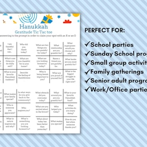 Hanukkah Gratitude, Tic Tac Toe Game, Jewish Holiday Celebration ...