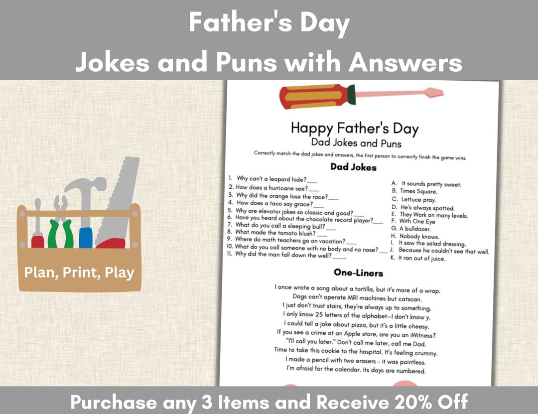 Father's Day Jokes and Puns, Dad Jokes, Group Activity ...