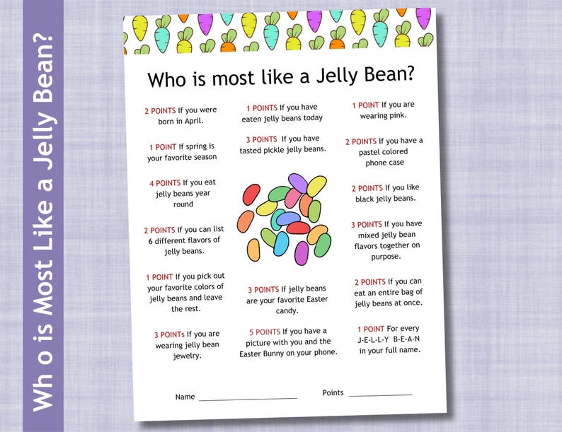 Easter Jelly Bean Game, Holiday Icebreaker (printable PDF) - Etsy