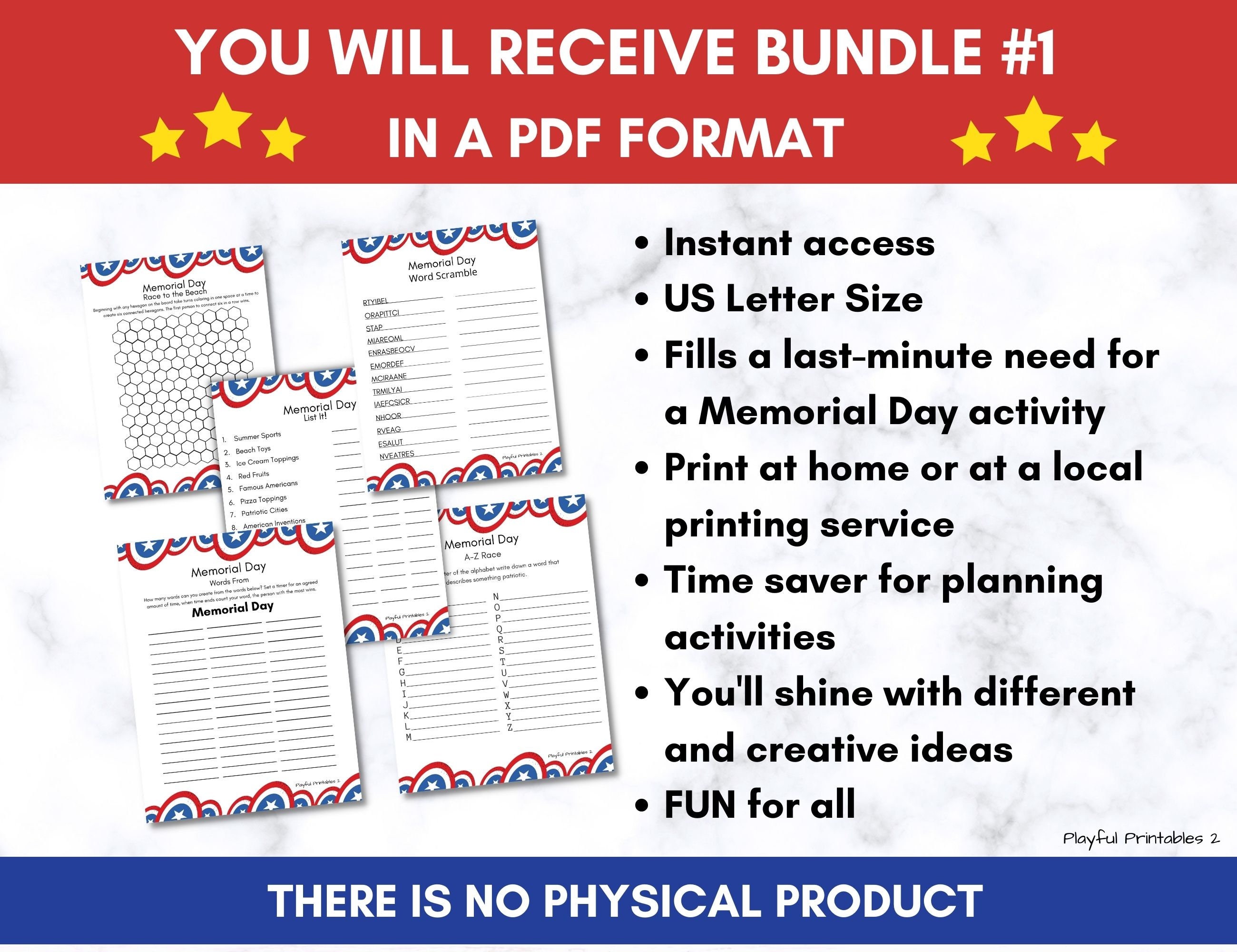 Memorial Day Bundle 1, Patriotic Activities, Word Games, Digital ...