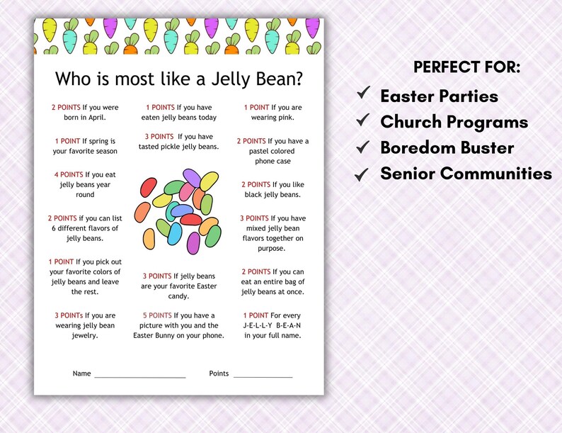 Easter Who is Most Like a Jelly Bean, Easter Game, Easter Party ...