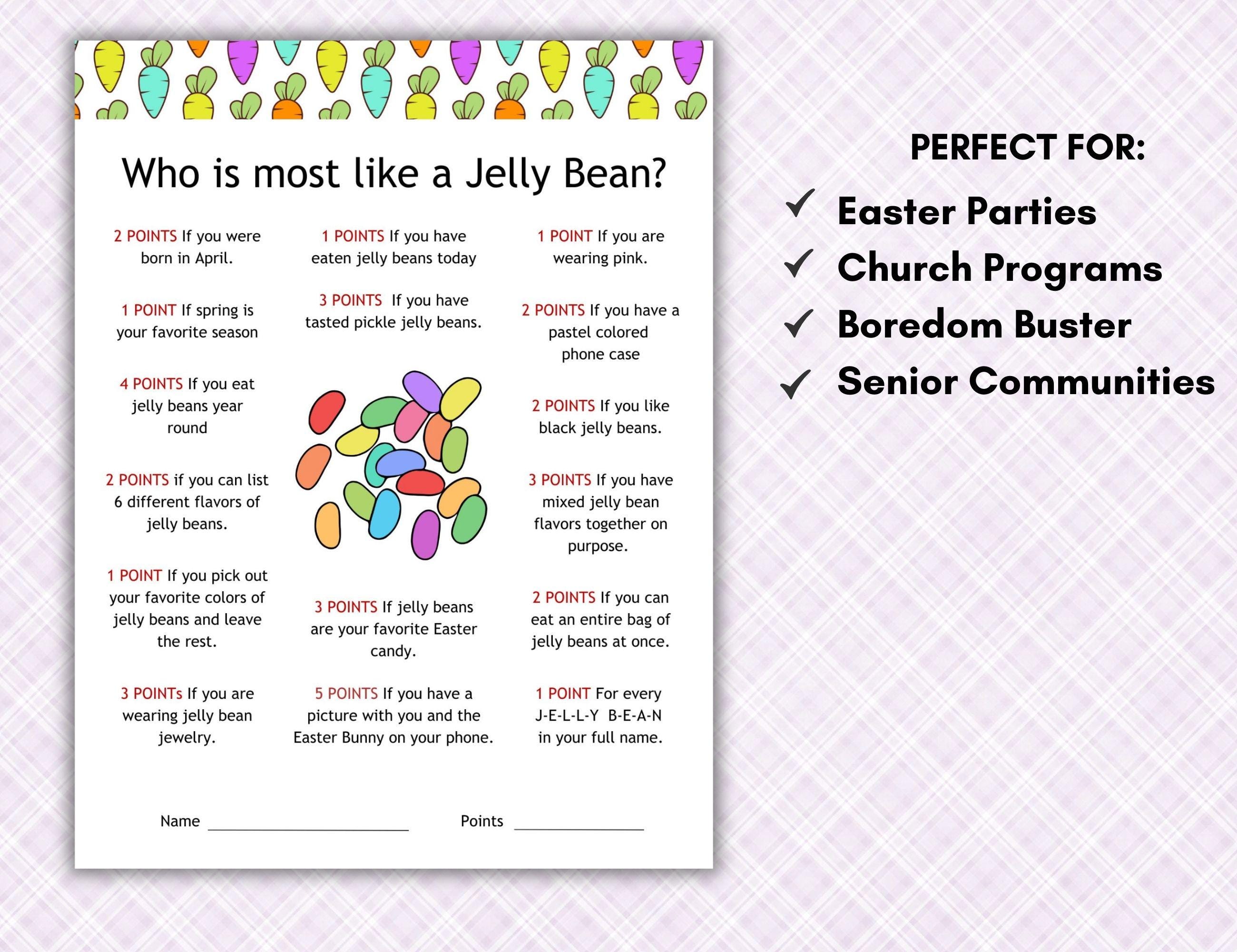 Easter Who is Most Like a Jelly Bean, Easter Game, Easter Party ...