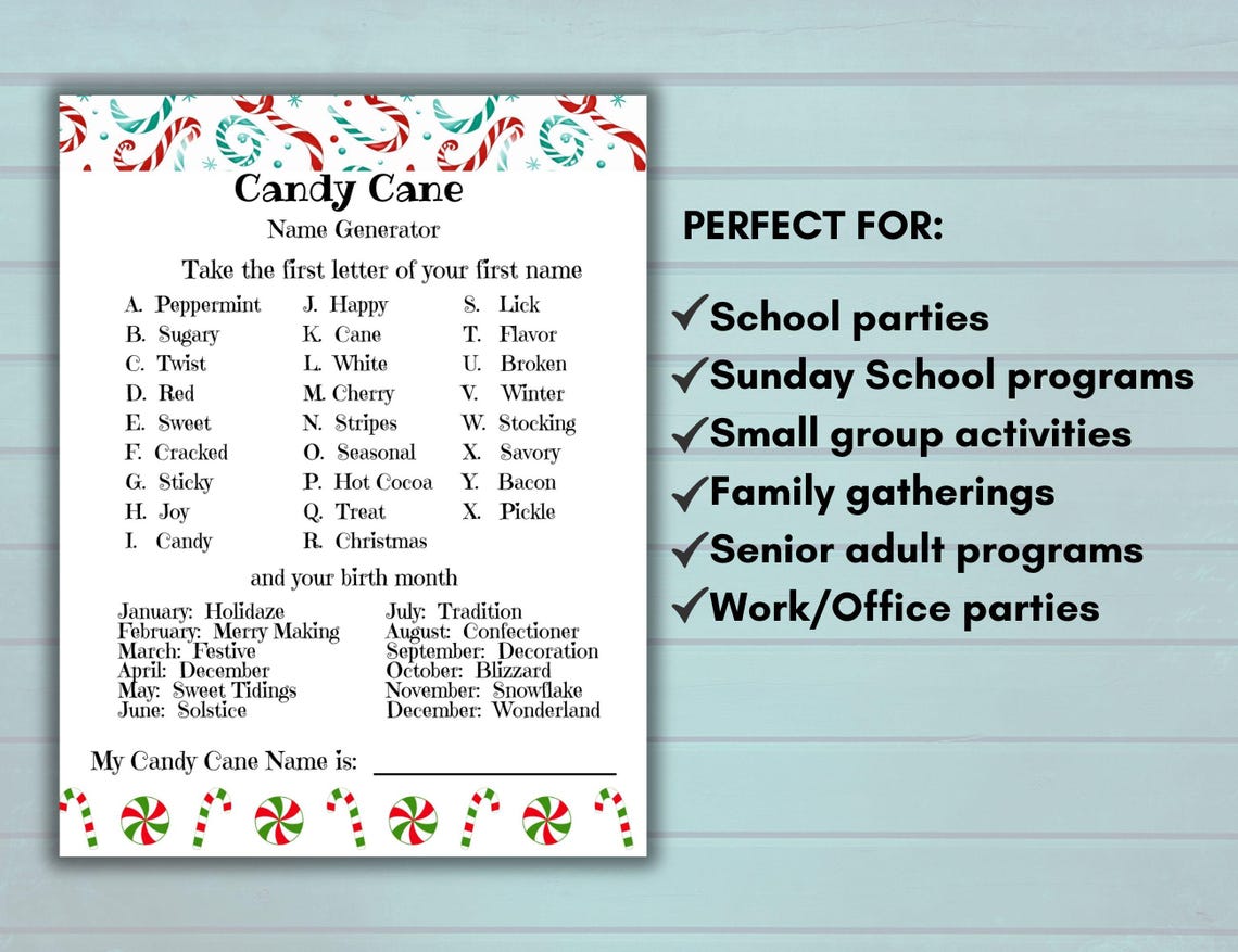 Christmas Candy Cane Name Generator, Who is Like a Candy Cane ...
