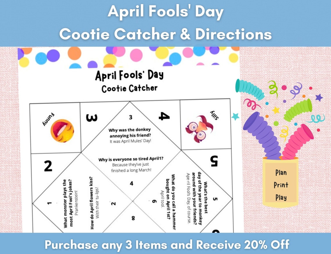 April Fools' Day, Cootie Catcher, Paper Joke Teller, April Fools' Day ...