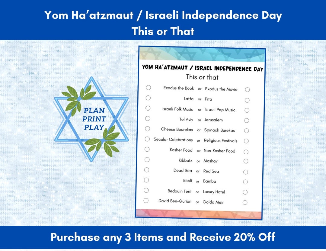 Yom Haatzmaut Israel Independence Day Game, This or That, Would You ...