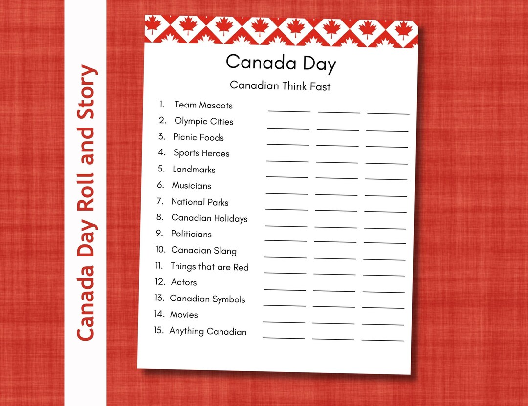 Canada Day, Think Fast, Canada Game, List Three, Word Game, Brain Game ...