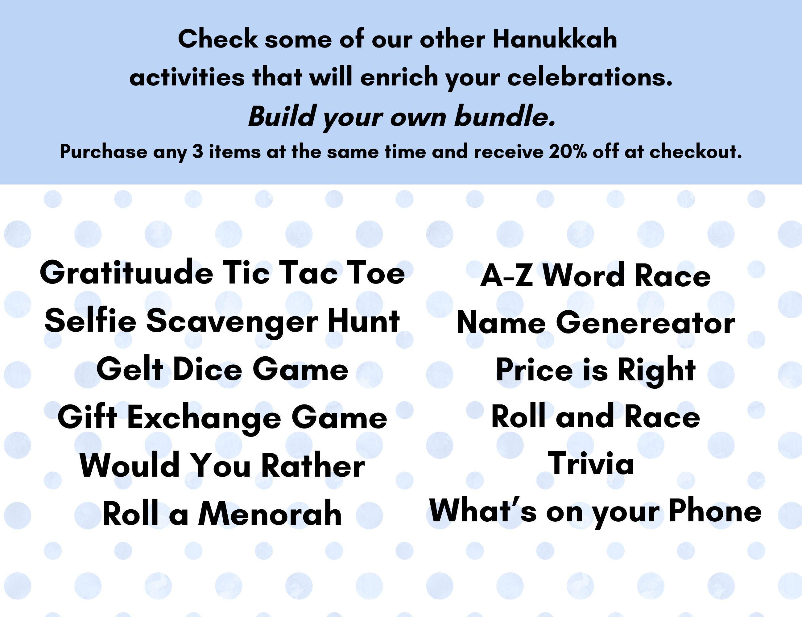 Hanukkah Would You Rather Game, Jewish Holiday Party (printable PDF) - Etsy