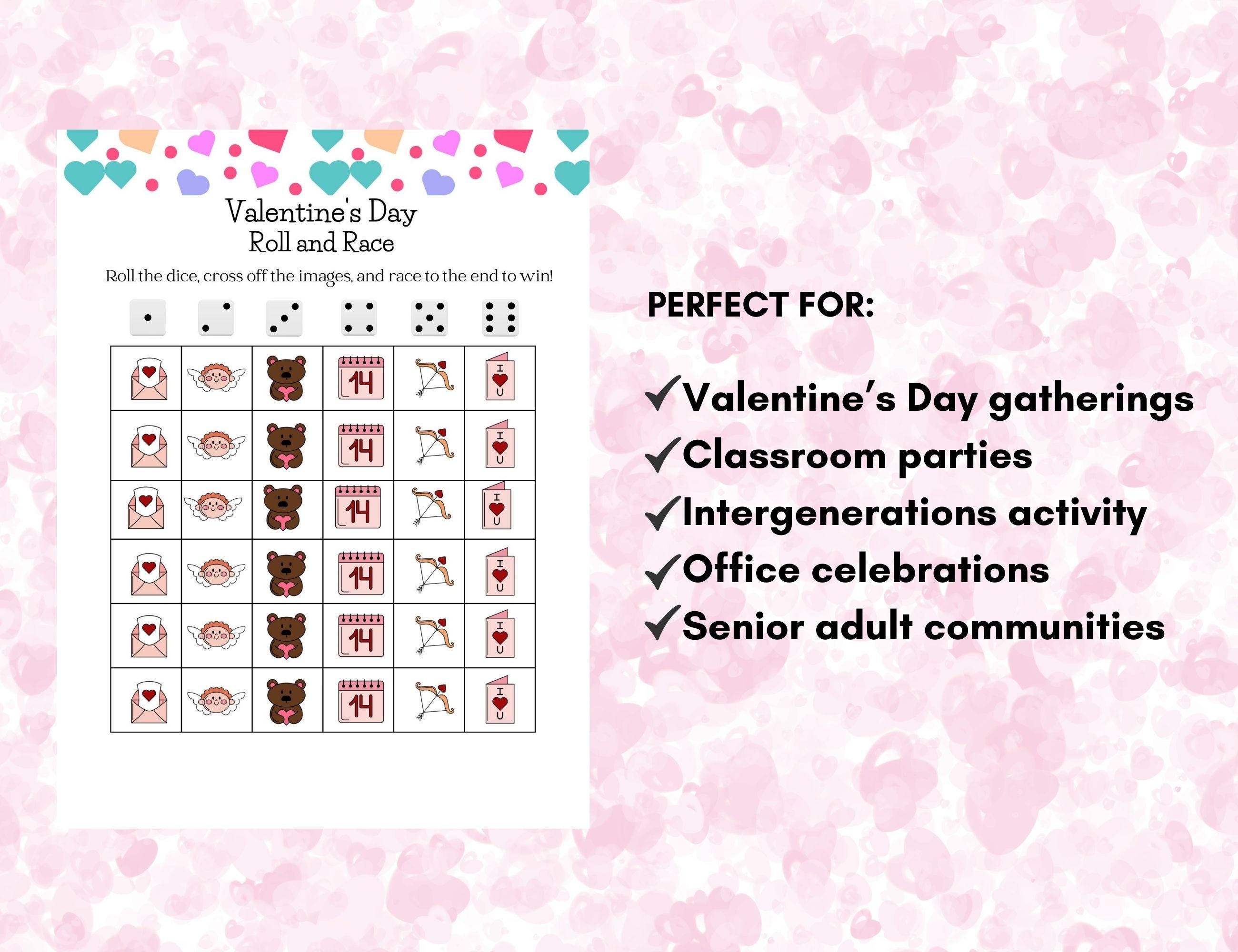 Valentine's Day, Valentine's Day Roll & Race, Dice Game, Valentine's ...