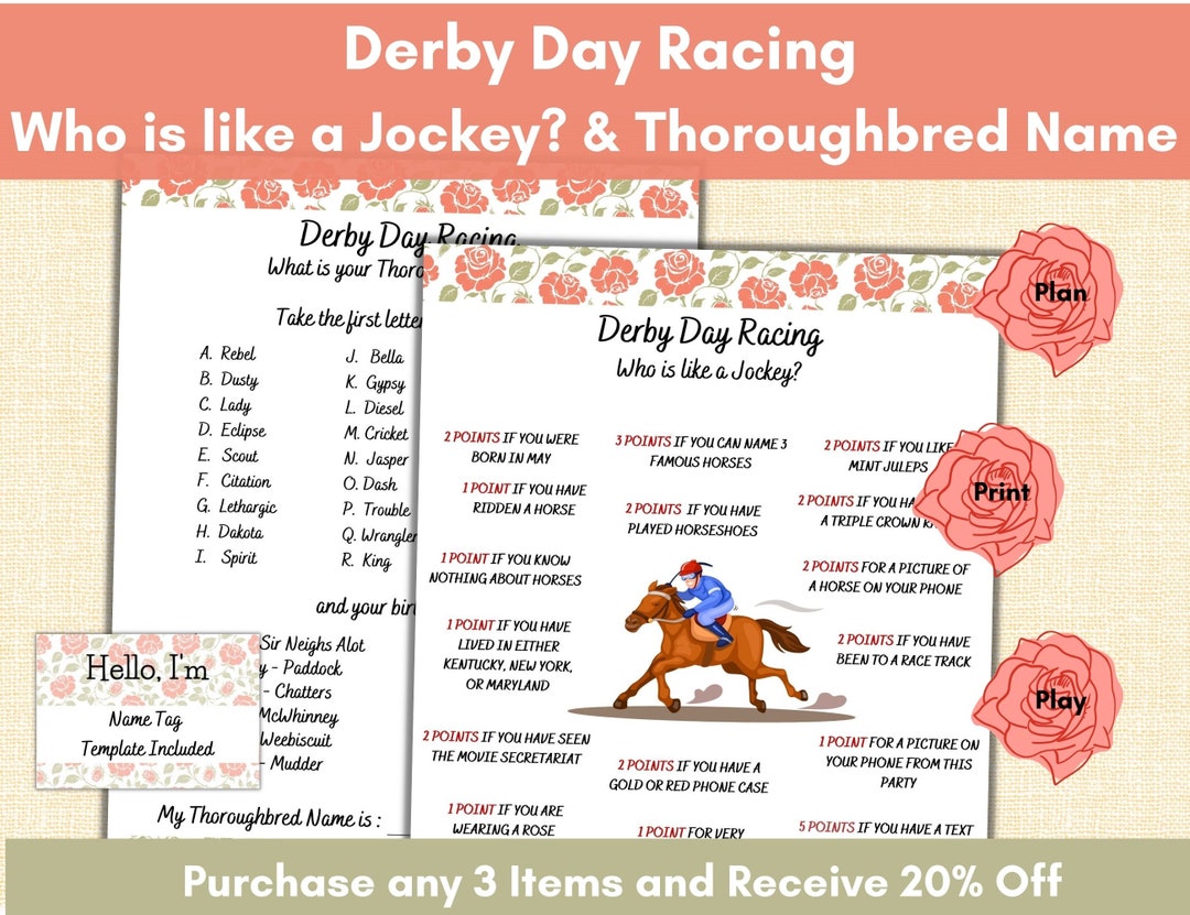 Derby Day Name Generator, Who is Like a Jockey, Derby Games, Horse ...