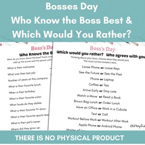 Boss's Day Office Party Game Bundle, Printable Ice Breaker (PDF) - Etsy