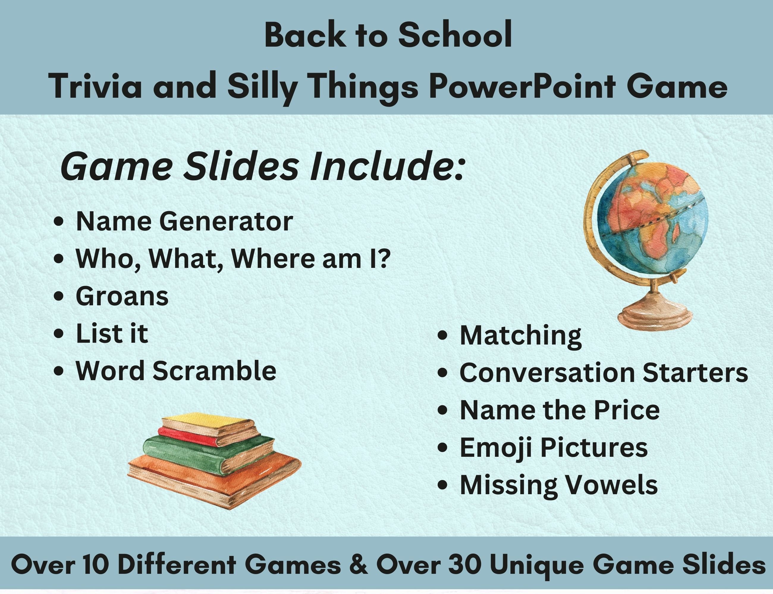 Back to School Games Trivia and Silly Things Powerpoint - Etsy