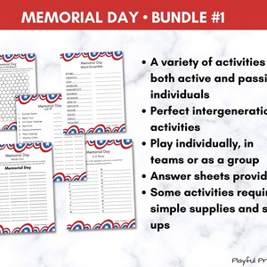 Memorial Day Bundle 1, Patriotic Activities, Word Games, Digital ...