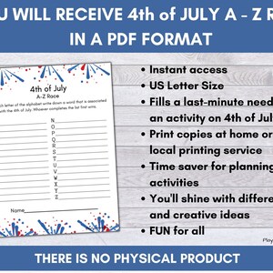4th of July Day A-Z Race Word Race Alphabet Game Patriotic - Etsy
