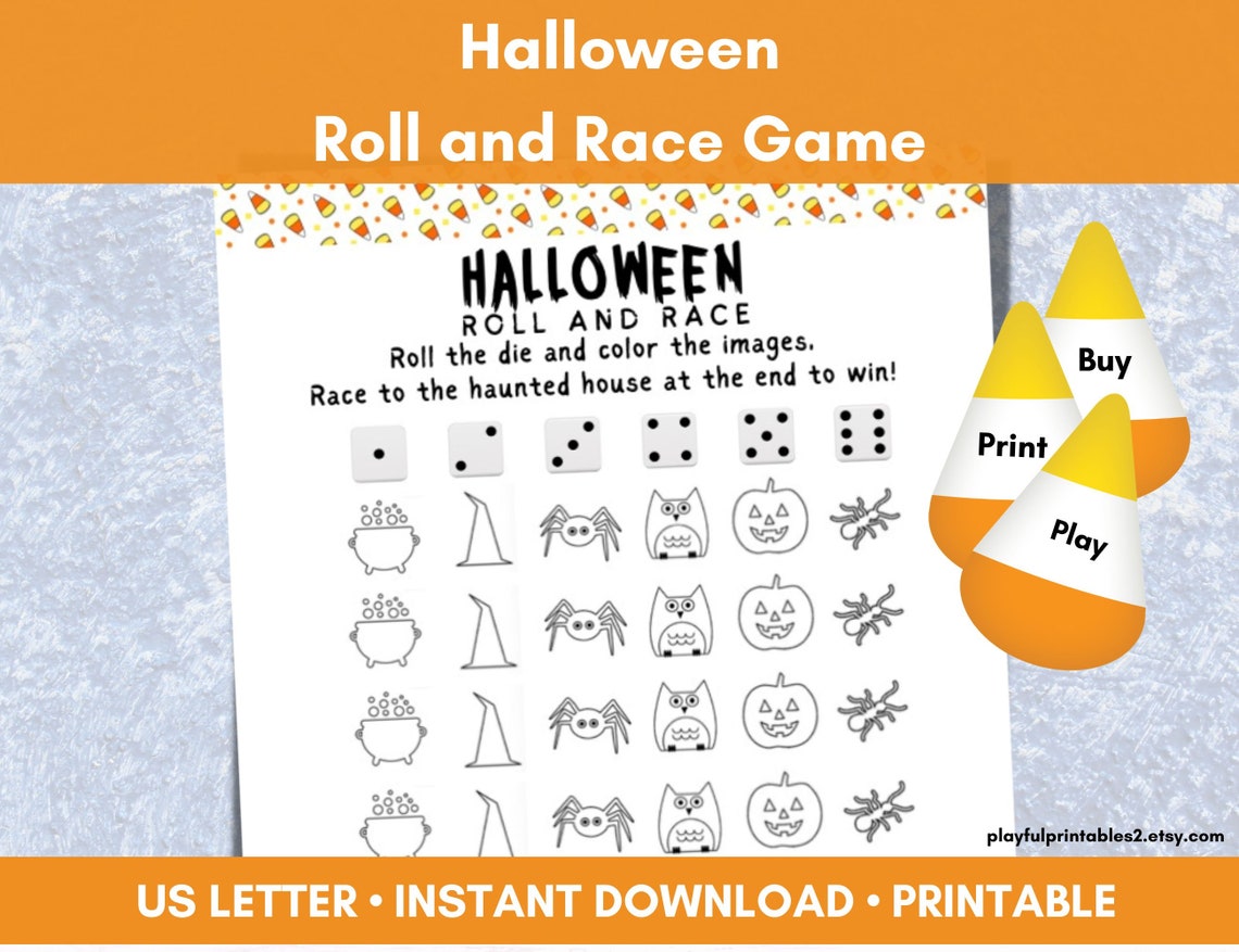 Halloween Roll & Race, Coloring Page, Dice Game, Halloween Party, After ...
