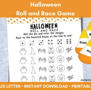 Halloween Roll & Race, Coloring Page, Dice Game, Halloween Party, After ...