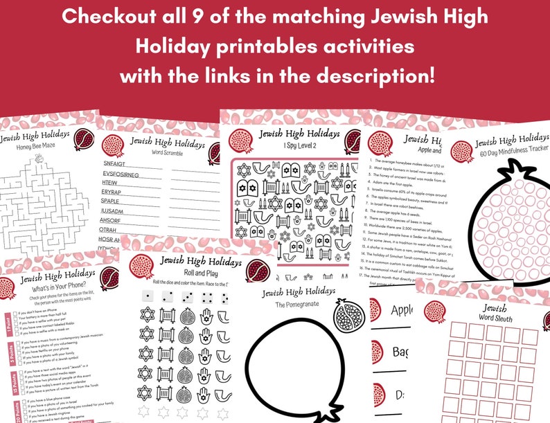 Jewish High Holidays, I Spy, 3 Levels & Answers, Puzzle Activity, Rosh ...