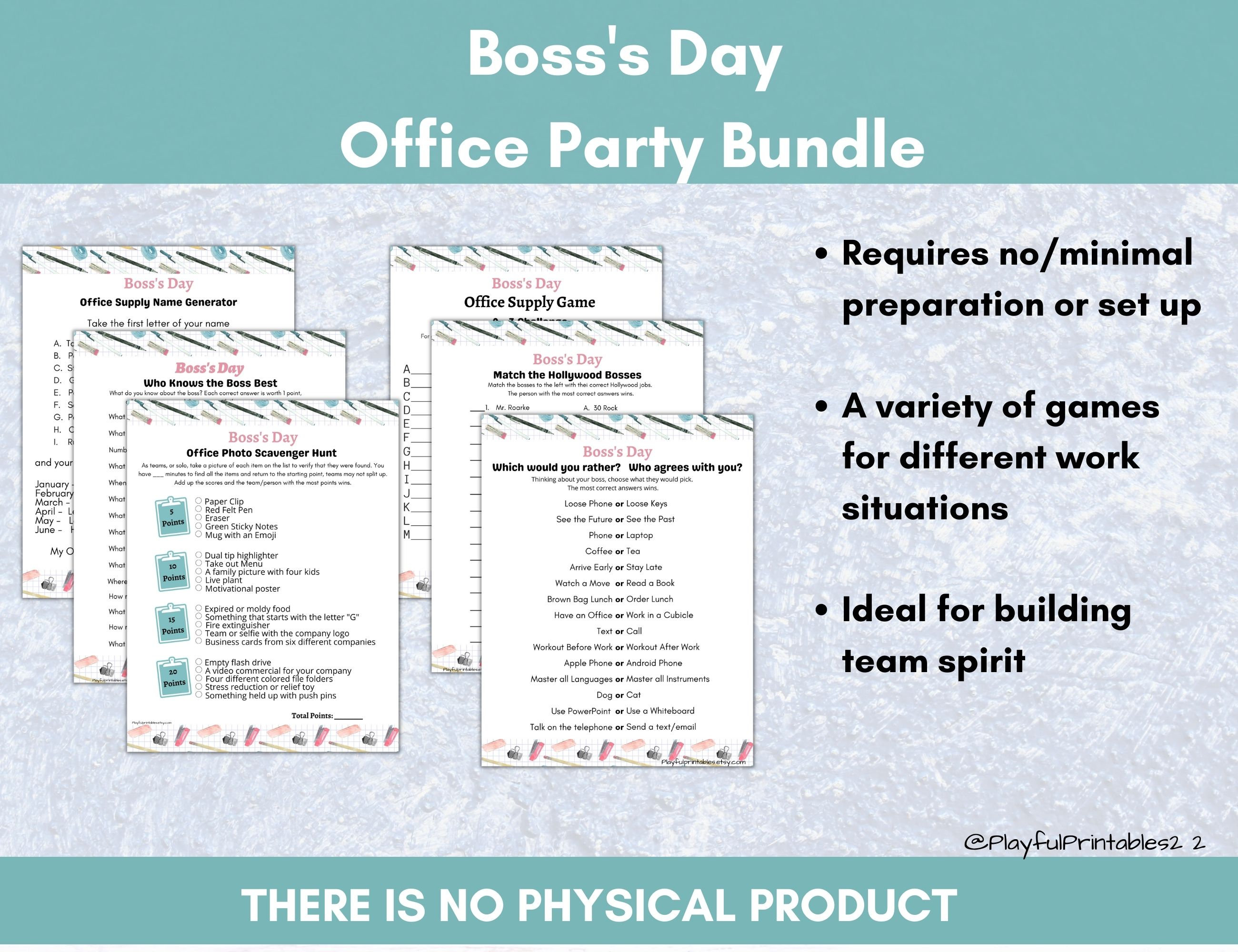 Boss’s Day, Office Party, Game Bundle, Ice Breaker, Scavenger Hunt ...