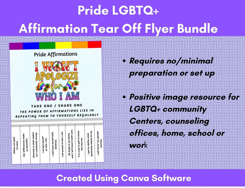 LGBTQ Affirmation Tear-off Flyer, Pride Tear-off Sign, LGBTQ Center ...