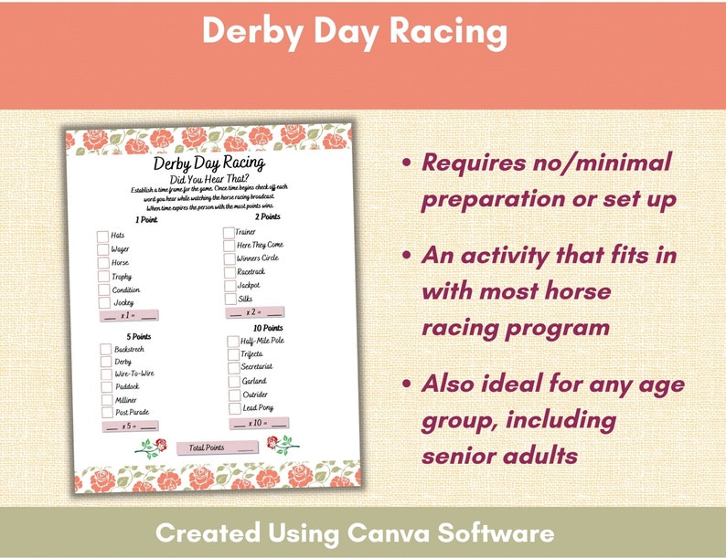 Derby Day Game, Horse Race, Derby Day Party, Race Day Activity, Horse ...