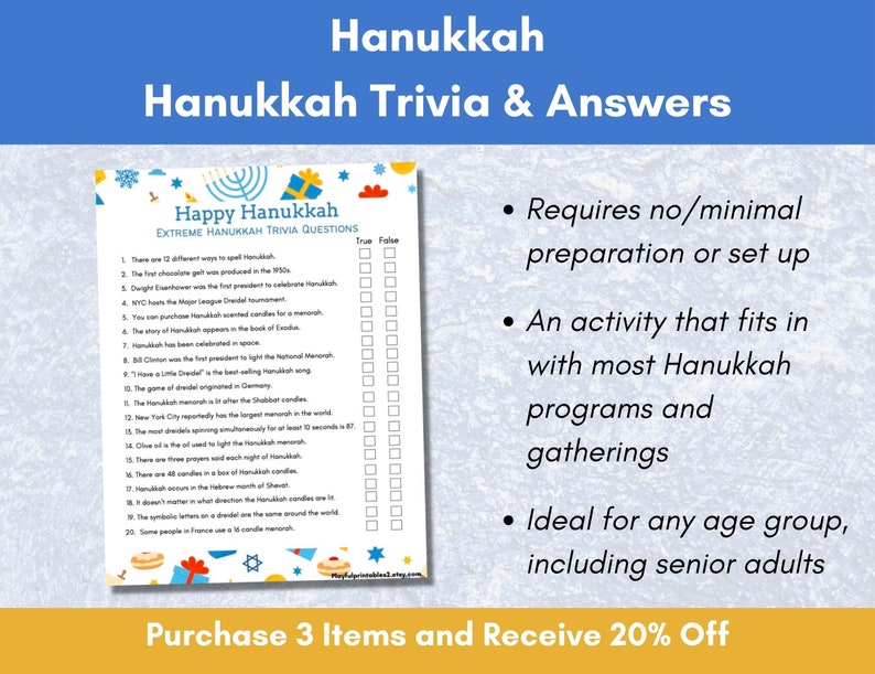Hanukah Trivia, Hanukkah Celebration, Jewish Holiday, Hanukkah Party ...