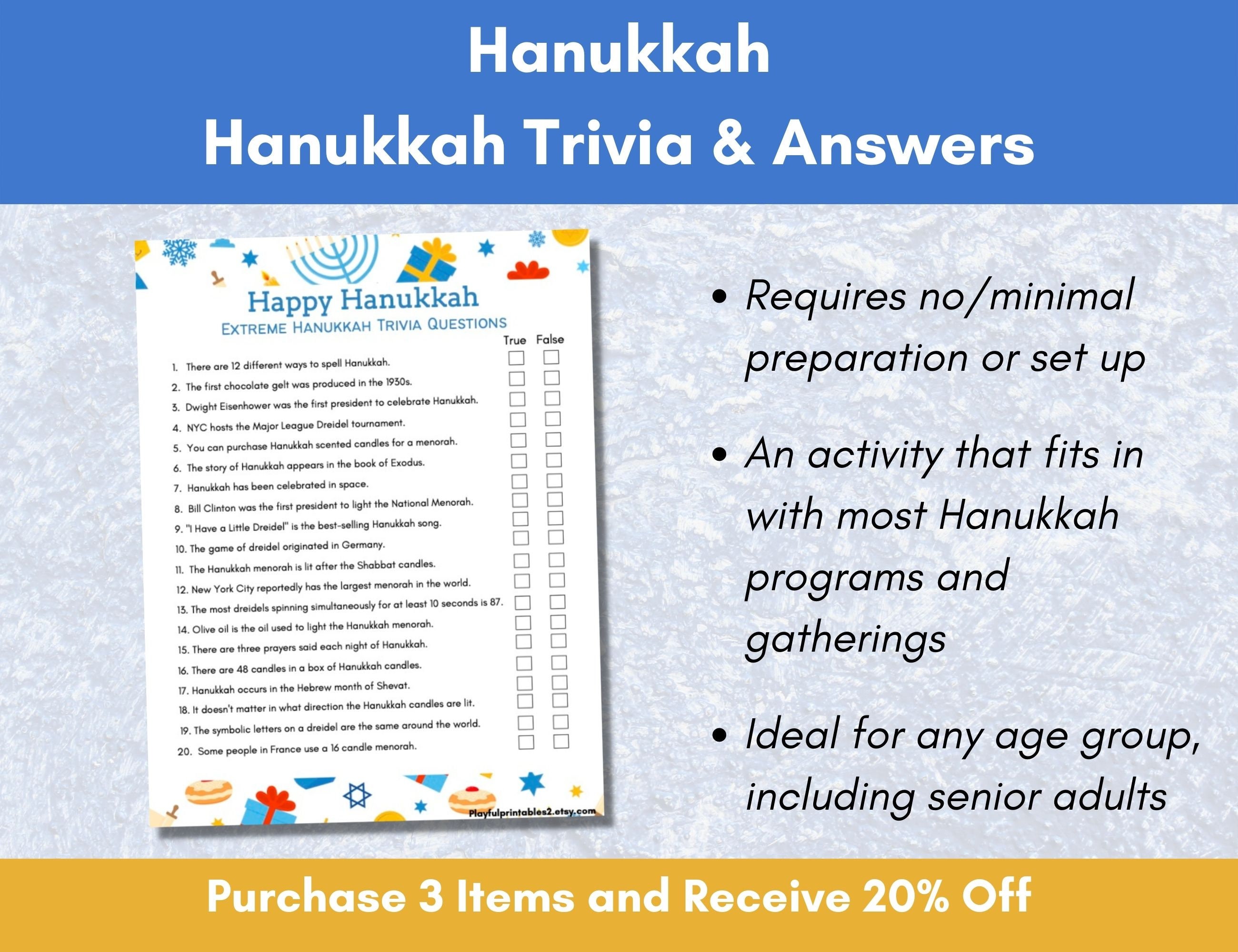Hanukah Trivia, Hanukkah Celebration, Jewish Holiday, Hanukkah Party ...