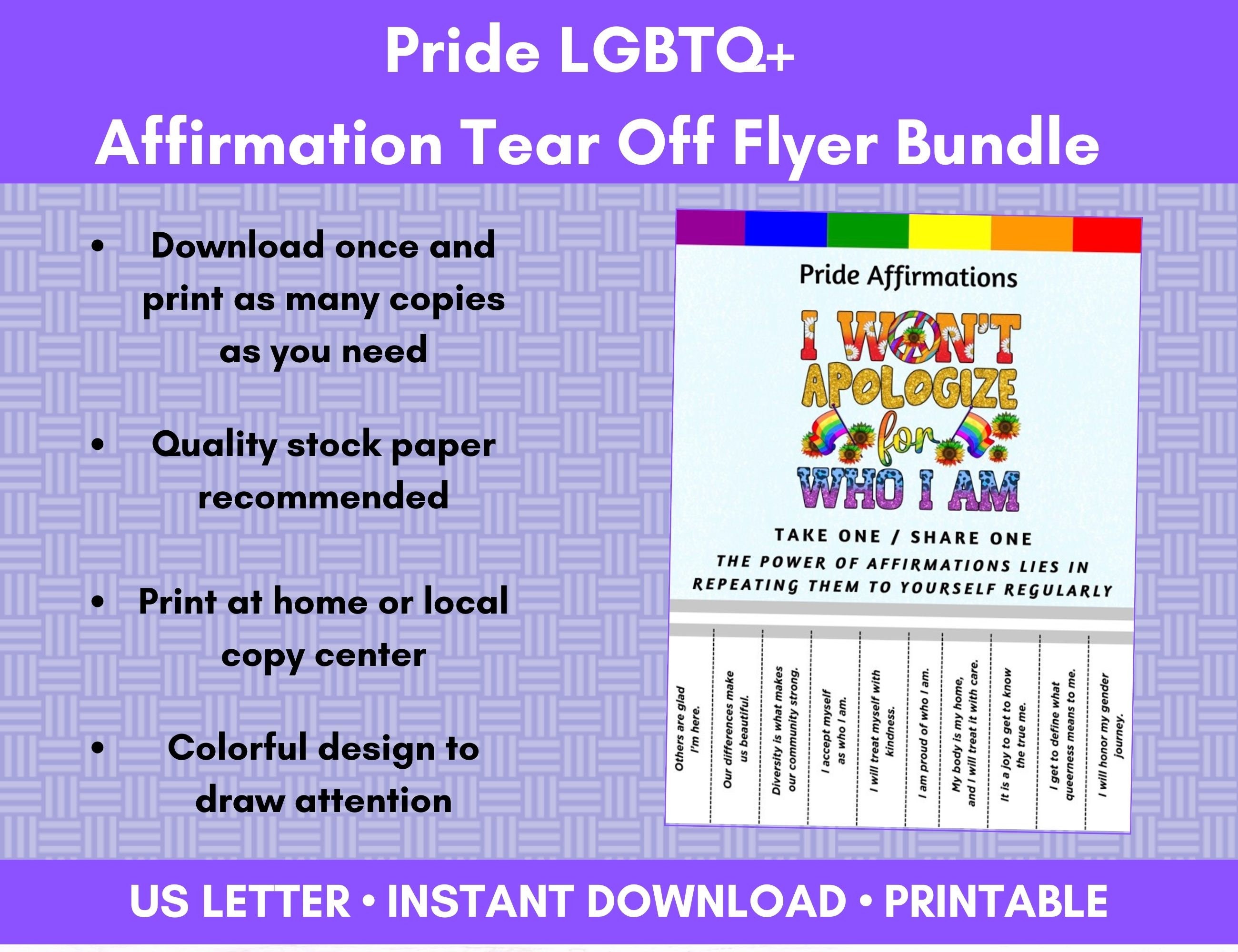 LGBTQ Affirmation Tear-off Flyer, Pride Tear-off Sign, LGBTQ Center, Therapy Counselor Door ...