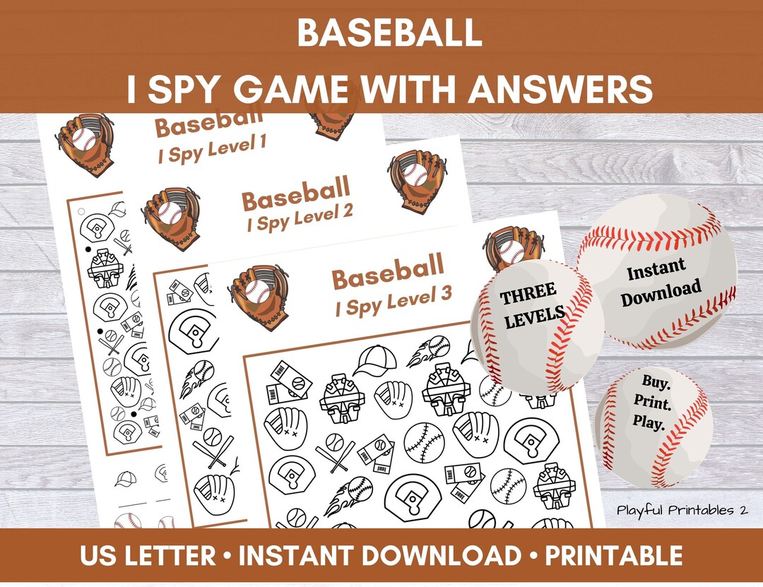 Baseball I Spy, Baseball Puzzle, Seek and Find, 3 Levels of Play, Kids ...