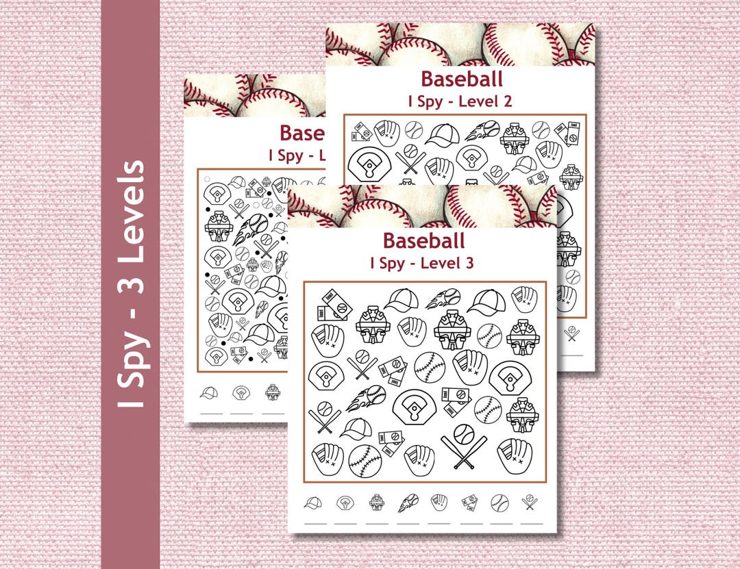Baseball I Spy, Baseball Puzzle, Seek and Find, 3 Levels of Play, Kids ...