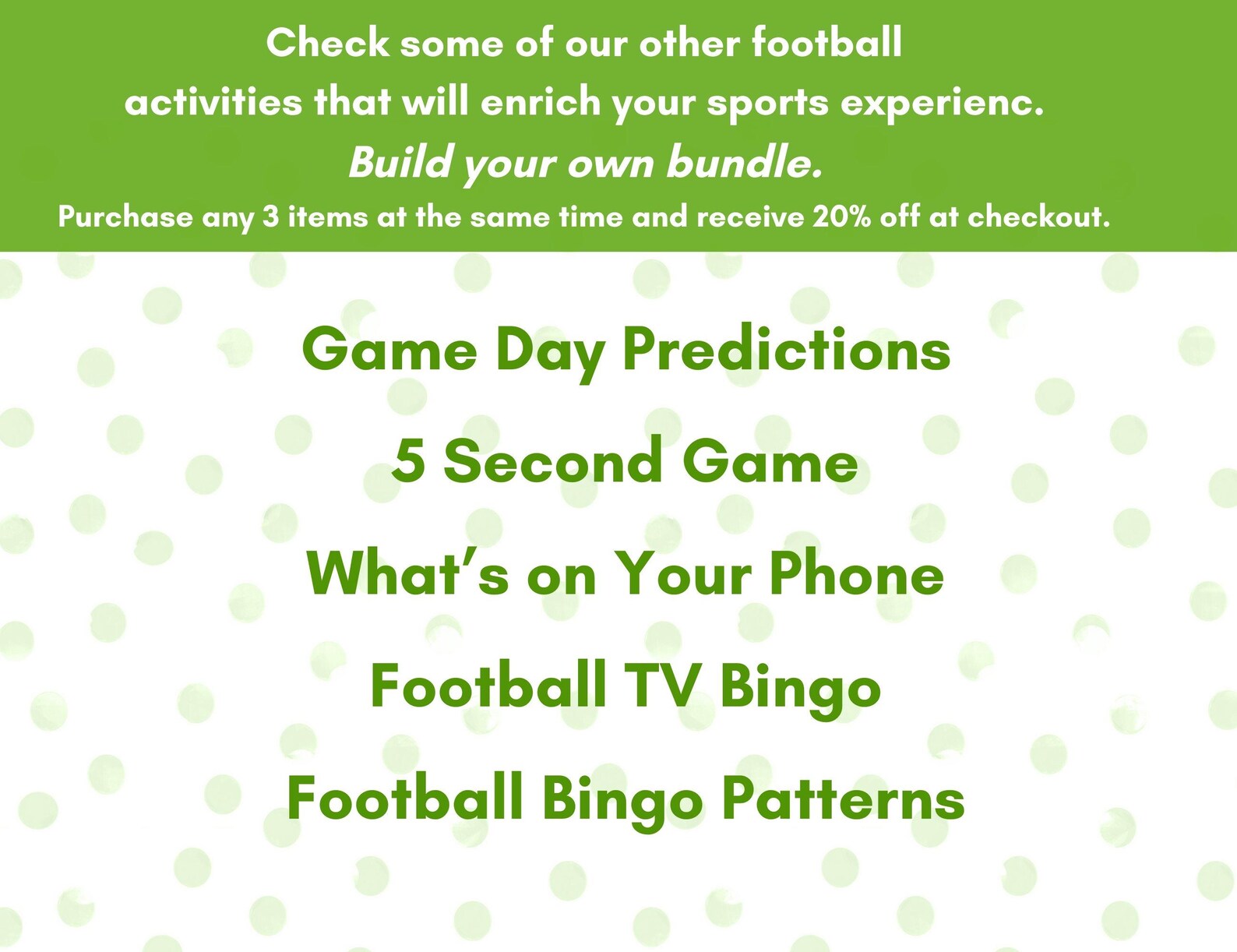 Football Bingo Patterns, TV Watch Party Game (printable PDF) - Etsy