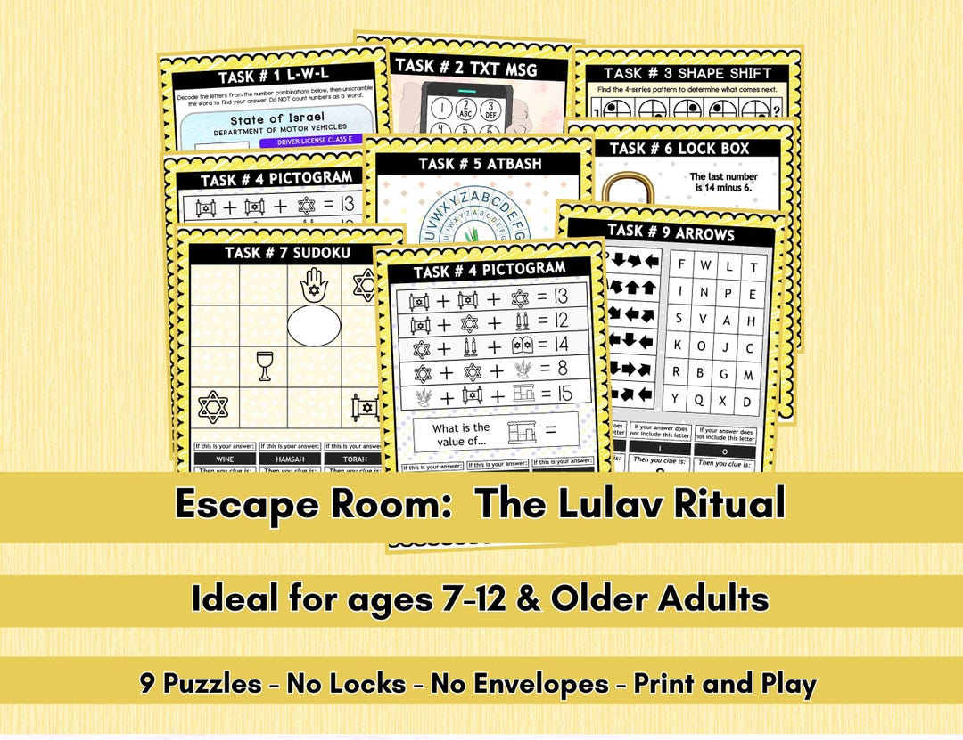 Sukkot Escape Room, Lulav Ritual, Sukkot Puzzles, Lulav Etrog, Jewish ...