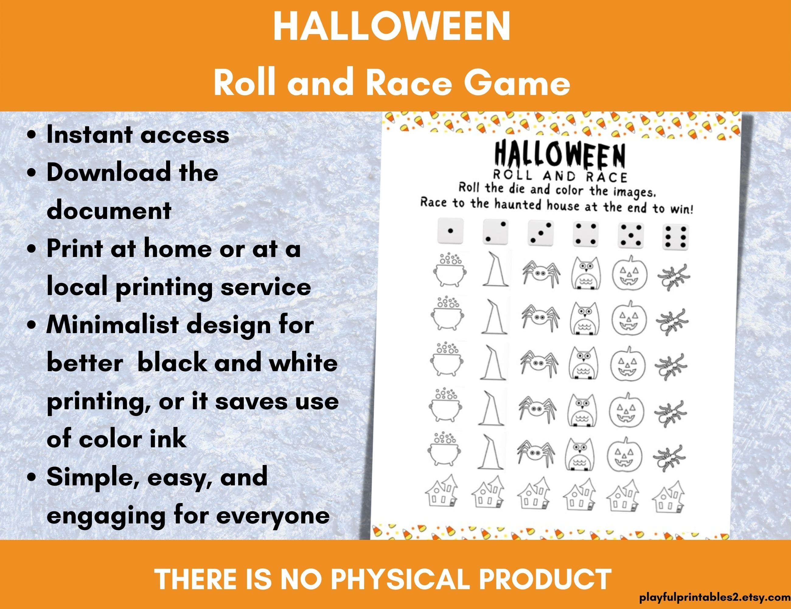 Halloween Roll & Race, Coloring Page, Dice Game, Halloween Party, After ...