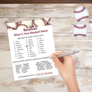 Baseball Name Generator, Printable Party Game (instant Download) - Etsy