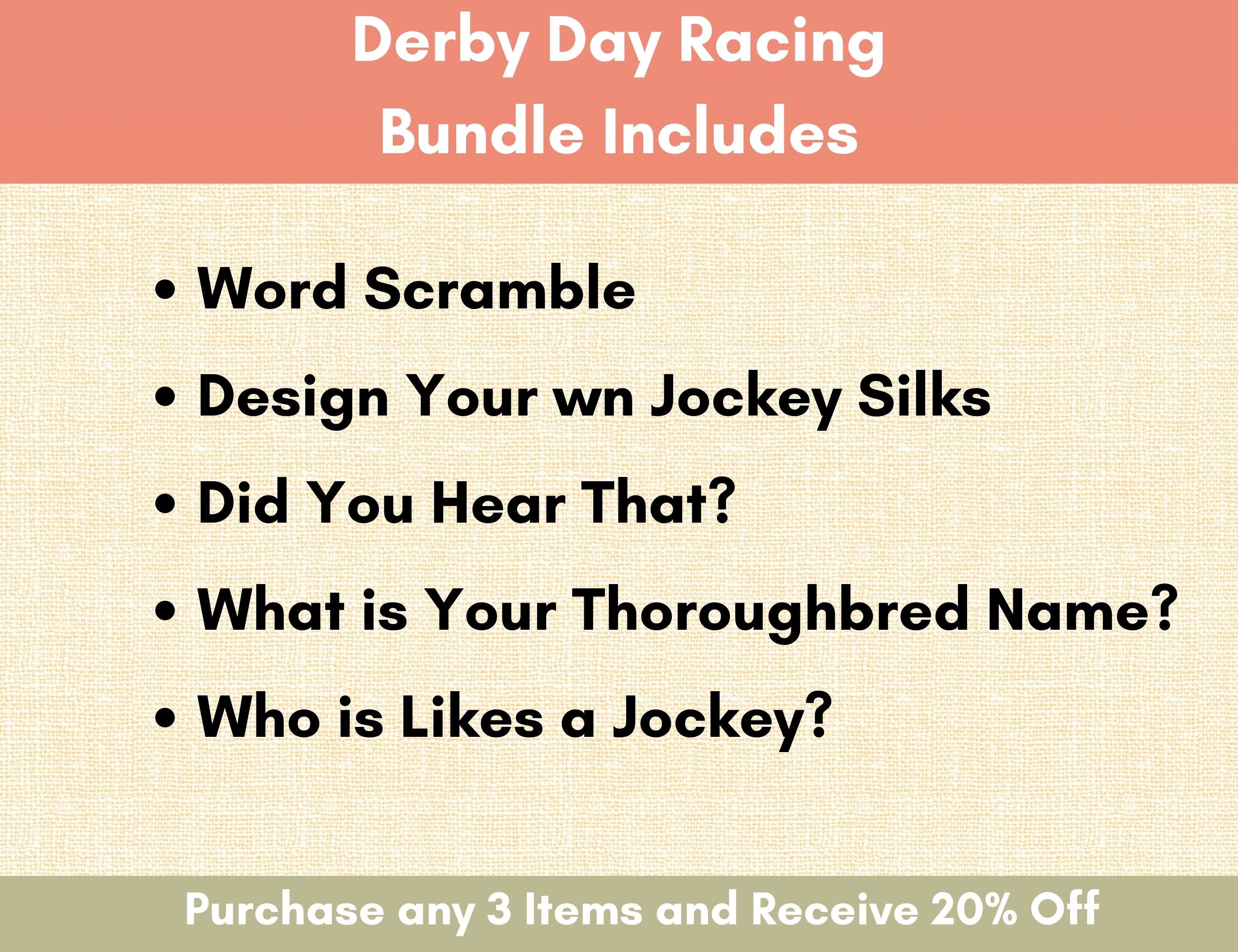 Derby Day Bundle of Fun, Horse Racing Event, Name Generator, Word ...