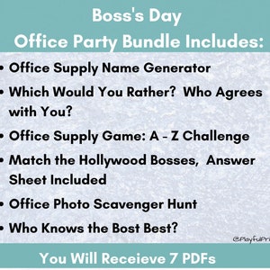 Boss’s Day, Office Party, Game Bundle, Ice Breaker, Scavenger Hunt ...