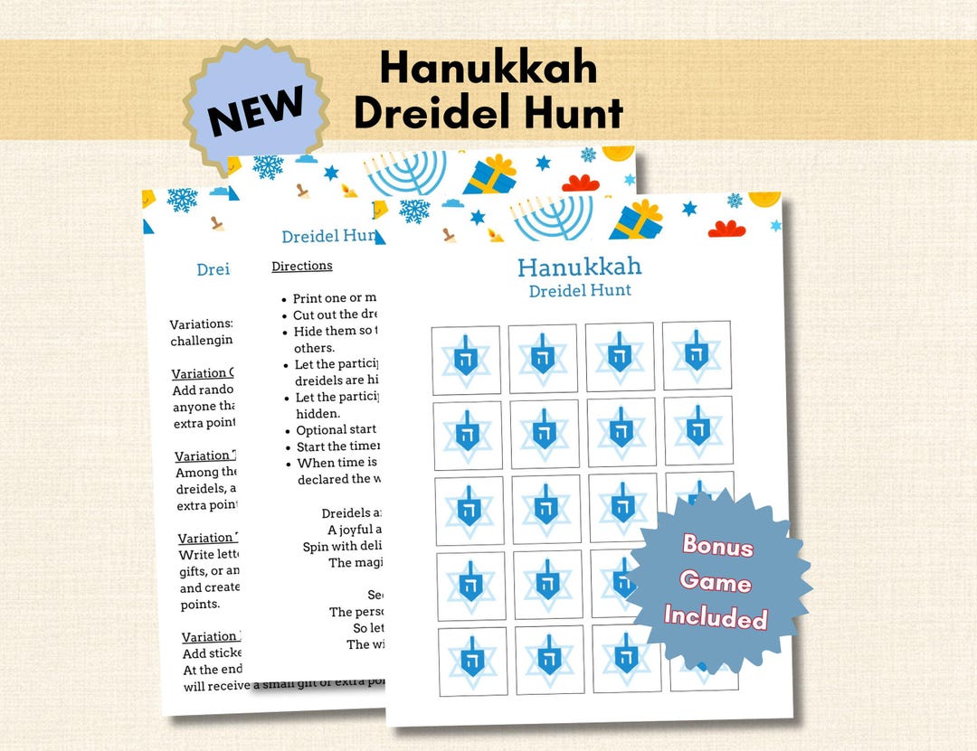 Dreidel Hunt, Hanukkah Scavenger Hunt, Hanukkah Party, Chanukah Game ...