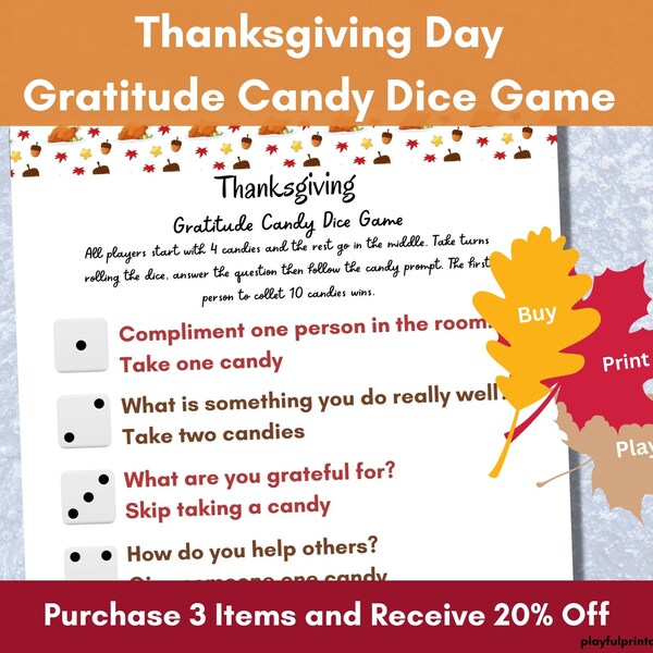 Gratitude Dice Game - Etsy