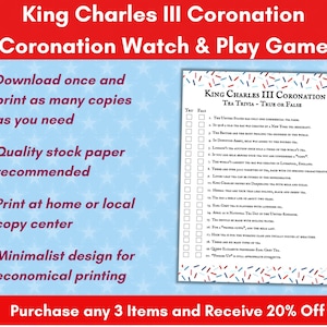King Charles III, Coronation Celebration, Tea Trivia, True and False ...