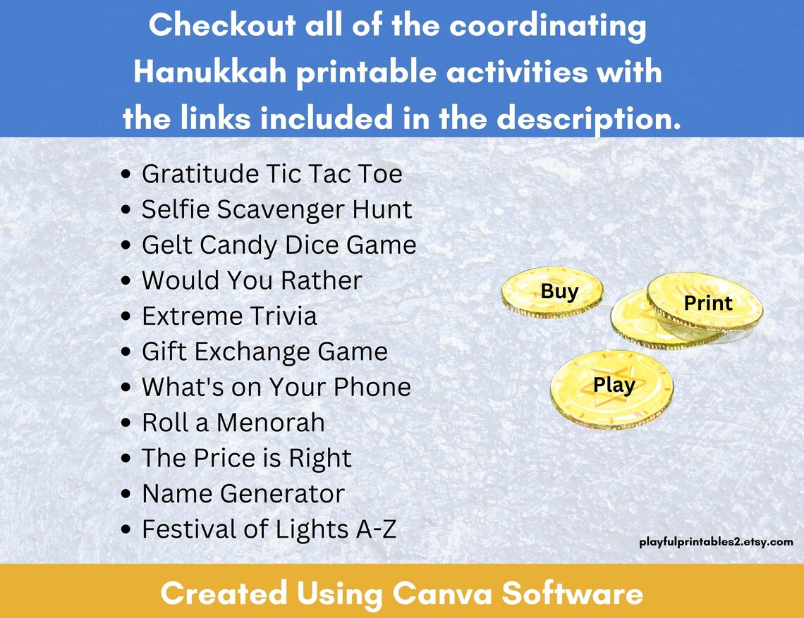 Hanukkah, Gratitude Tic Tac Toe Game, Jewish Holiday Celebration ...