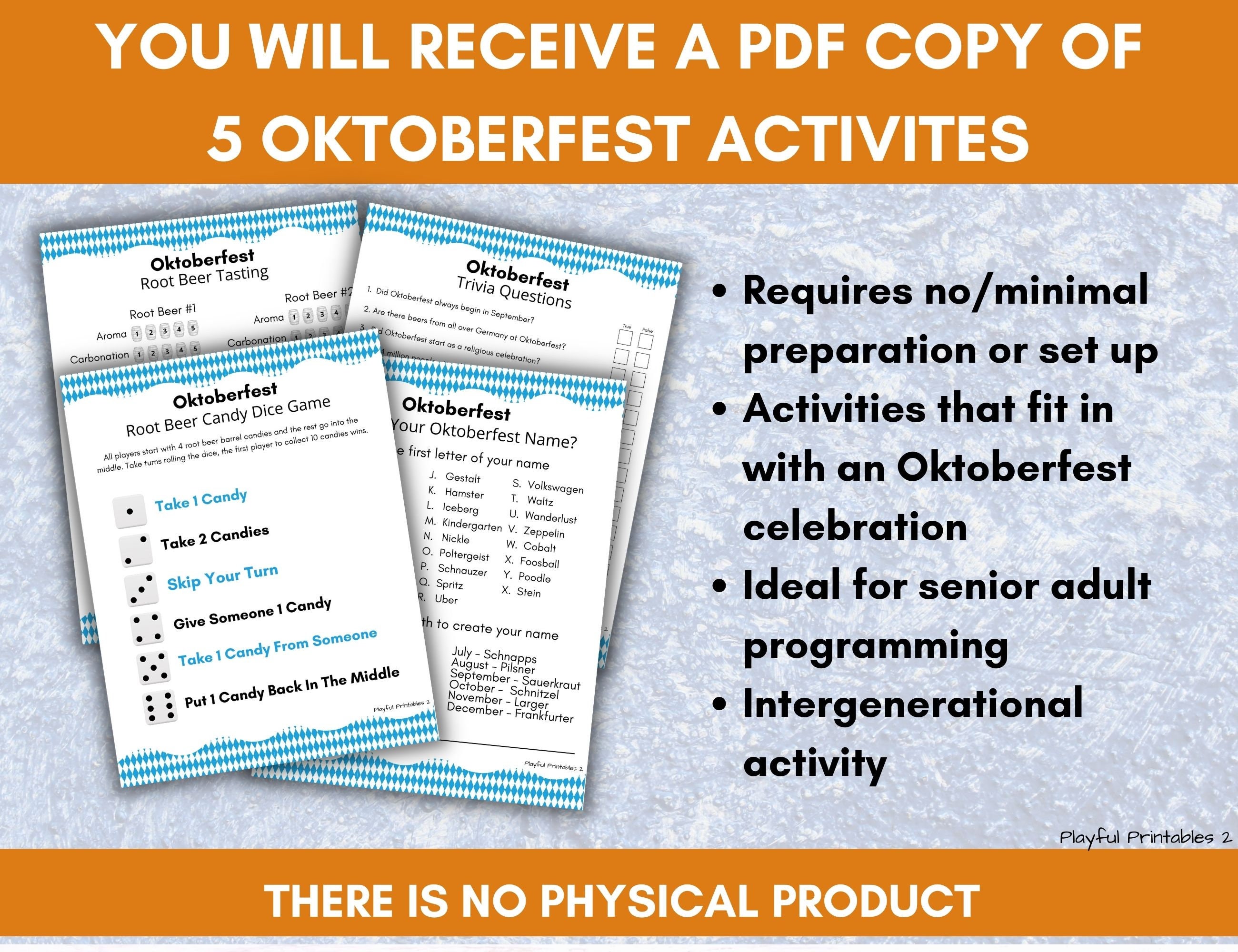 Oktoberfest Party Bundle, Beer and Root Beer Sampling, Trivia, Candy ...