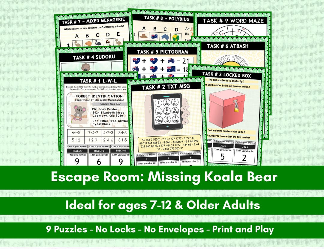 Australia Day, Escape Room, Missing Koala Bear, Classroom, Aussie Theme ...