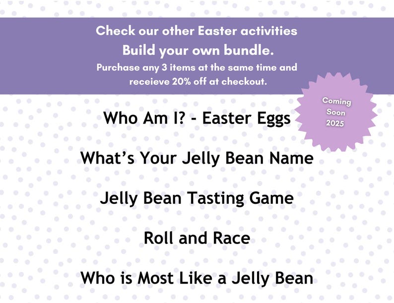 Easter Who is Most Like a Jelly Bean, Easter Game, Easter Party ...