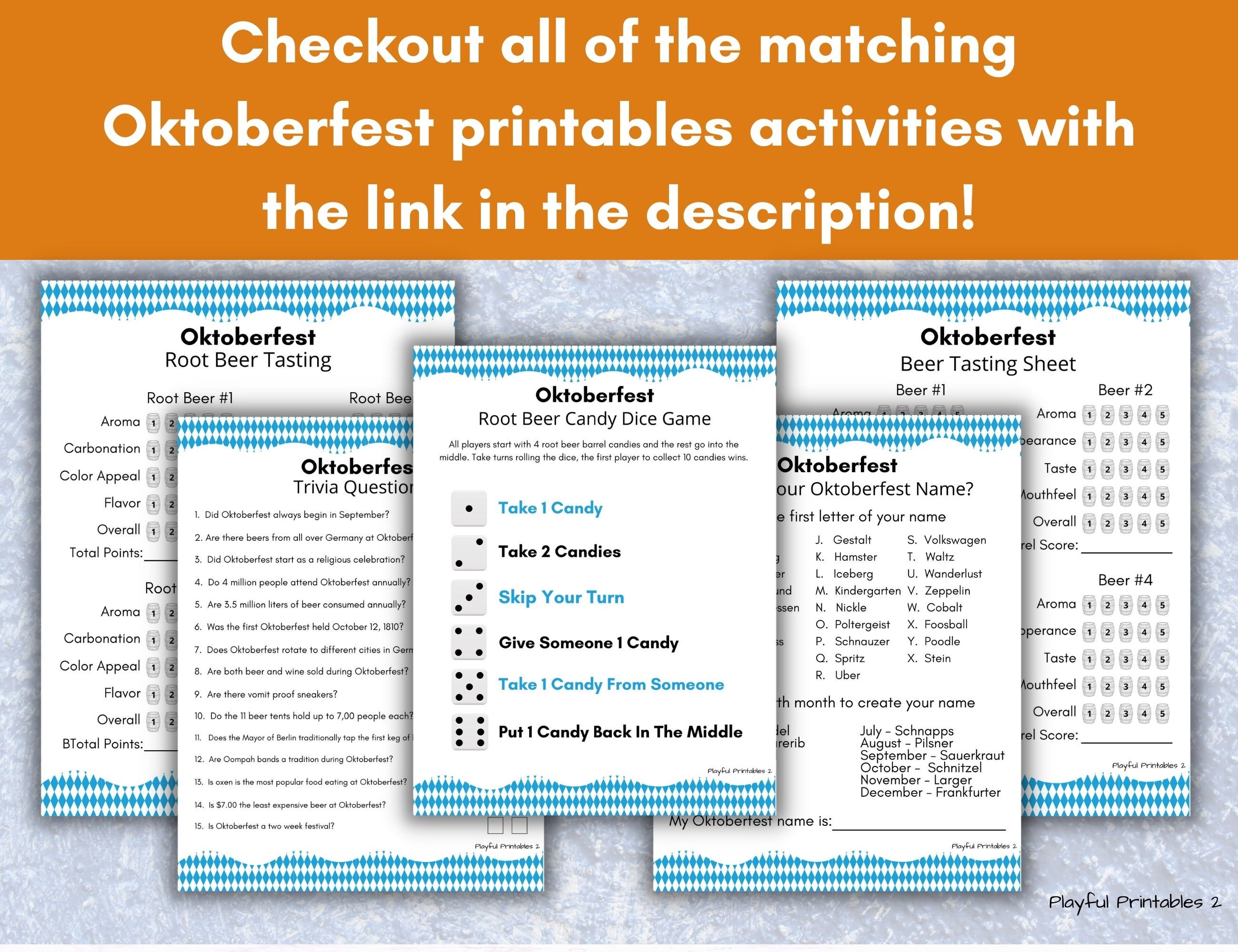 Oktoberfest Root Beer Candy Dice Game, Fall Game, German Celebration ...