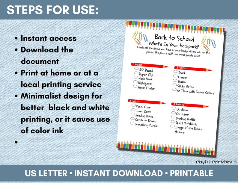 Back to School What's in Your Backpack, Back to School Game, First Day ...