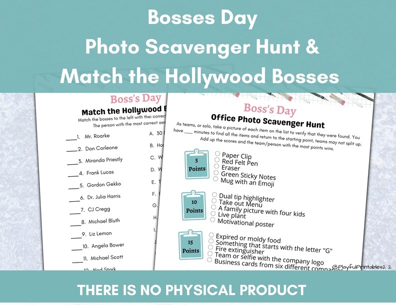 Boss’s Day, Office Party, Game Bundle, Ice Breaker, Scavenger Hunt ...