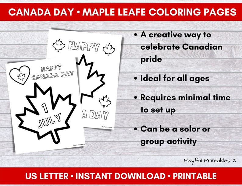 Canada Day Coloring Pages Maple Leaf Coloring Canada Day - Etsy