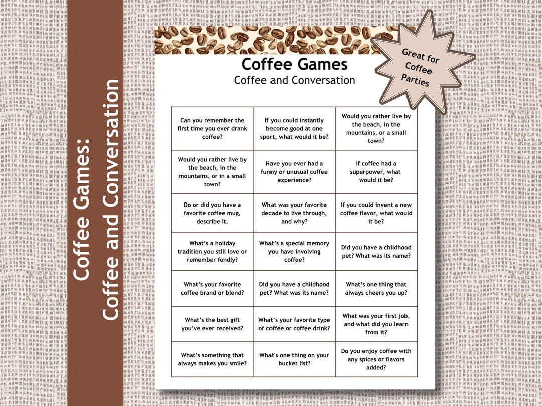 Coffee and Conversation Game Printable | Icebreaker Activity for ...